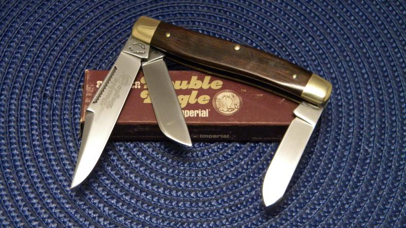 Frontier Double Eagle Imperial Stainless USA 4435 Wood Stockman Knife - NIB
