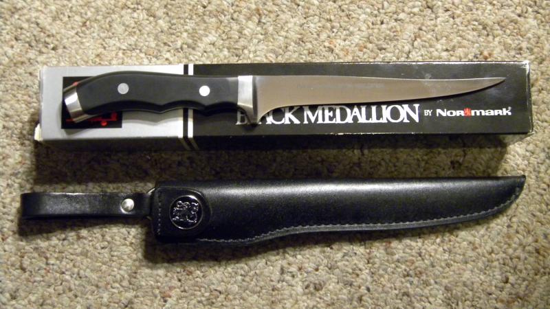 Normark Drop Forged Germany INOX Black Medallion Fillet Knife & Sheath ...