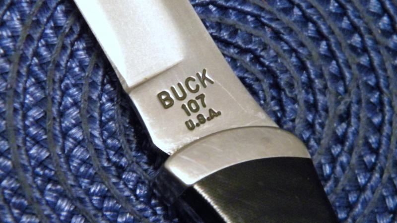 Buck 107 USA Black Micarta "Scout" Fixed Blade Hunting Sheath Knife Pre ...