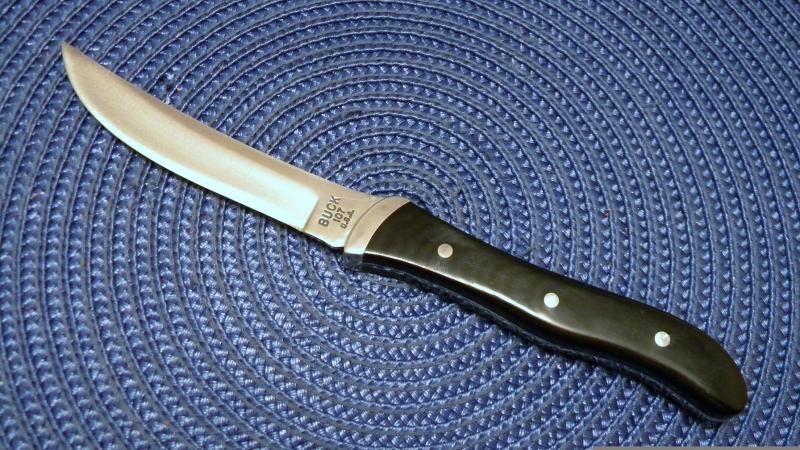 Buck 107 USA Black Micarta "Scout" Fixed Blade Hunting Sheath Knife Pre ...