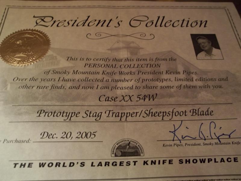 CASE 1987 54W PROTOTYPE GENUINE STAG SINGLE SHEEPFOOT BLADE TRAPPER ...