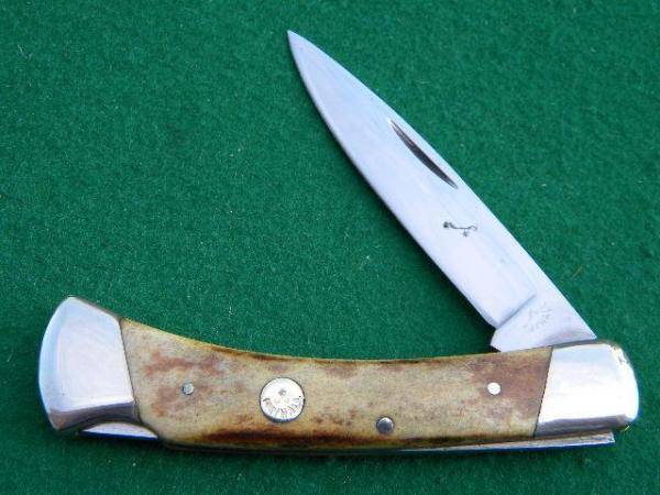 Custom Stag Folding Lockback Knife by A.M. Mayhall - C. 1960's