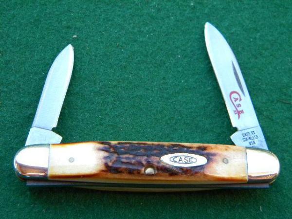 Case XX Stainless USA 2 Dot (1978) Stag 5279 SSP Red Etch Equal End Pen ...