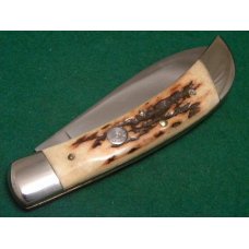 Custom Stag Slip Joint Folding Knife by A.M. Mayhall - C. 1960's