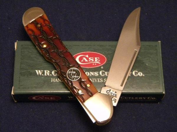 Case XX USA 2001 Dark Amber Bone w/Barb Wire 61549L SS Copperlock Knife ...