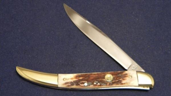 Custom Stag Slip Joint Folding Toothpick Knife by A.M. Mayhall - C. 1960's