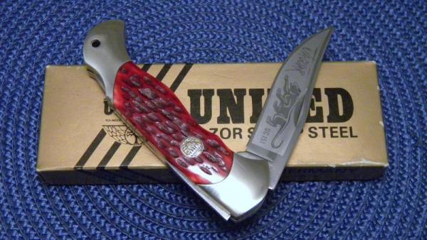 United Boker Solingen Germany Stainless UC151 Jaguar Red Bone Lockback ...