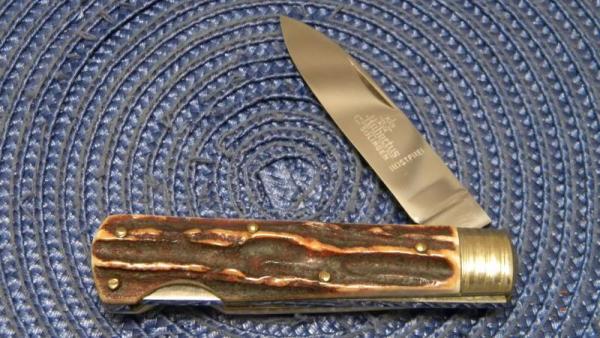 Hubertus Solingen Germany Rostfrei Stag Lockback Knife