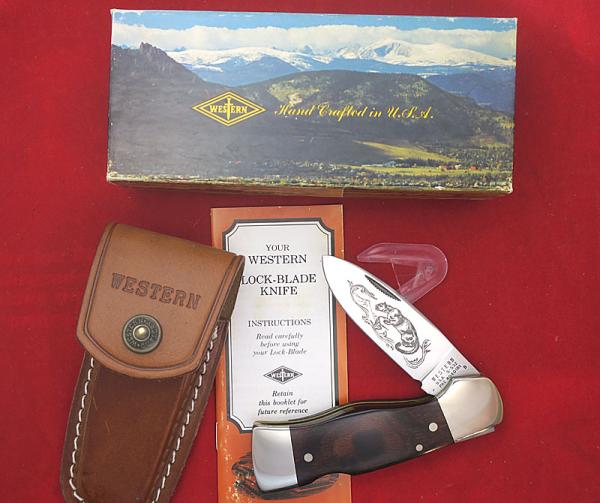 Western USA S-532 "B" Wood Westlock Lockback Knife Sheath & Box 1978 ...