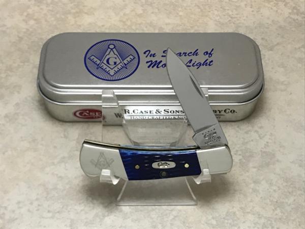 Case XX USA 2010 Blue Bone 61225 L SS Masons Masonic Lockback Knife in Box
