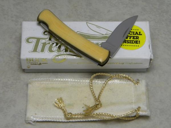 Buck 527-WH USA The Treasury White Micarta Folding Lockback Knife & Pouch in Box