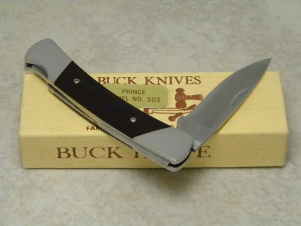 Buck USA Model # 503 Micarta Prince Lockback Knife in Box Pre-1986
