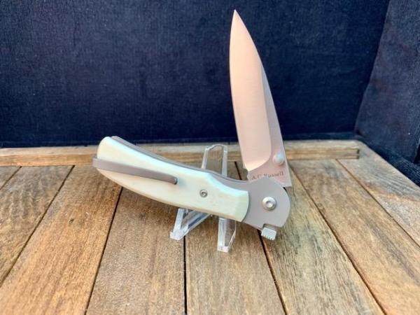 A.G. Russell One Handed Knife In Natural Smooth White Bone