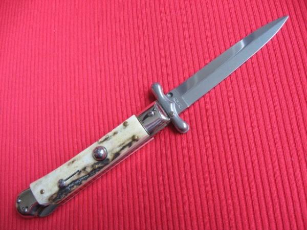 Italian MEDICI Style Stag Swing Guard STILETTO Switchblade