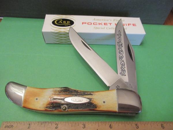 Case XX 1977 Blue Scroll Stag Folding Hunter Pattern # 5265 SAB SSP