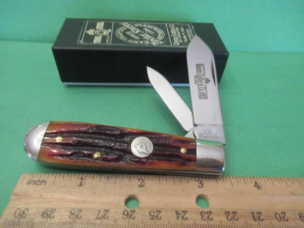 Queen Titusville PA. Amber Carved Stag Bone Barlow Pattern # 69