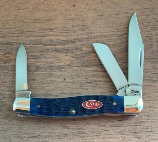 CASE Medium Stockman Navy Blue Jigged Bone