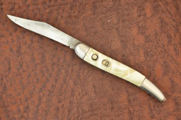 VINTAGE HAMMER BRAND USA CRACKED ICE SWITCH BLADE BUTTON KNIFE (RV97)