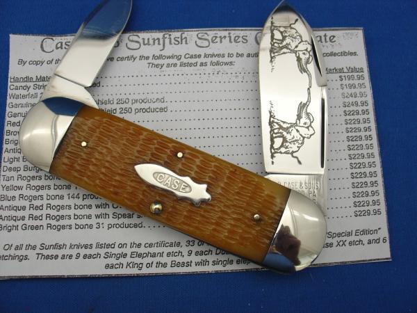 Case XX Classic Sunfish/Toenail Genuine Light Brown Rogers Bone Knife ...