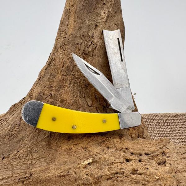 One Arm Bandit Razor Trapper Yellow 2 Blade Folding Pocket Knife ...
