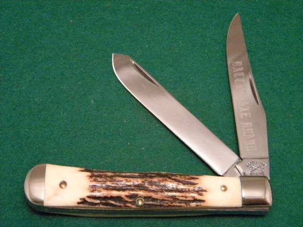 Battle Axe Brand USA (Made by Queen) Stag Trapper Knife