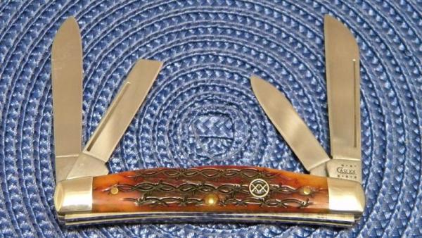 Case XX USA 2001 Barb Wire Bone 64052 SS Congress Knife