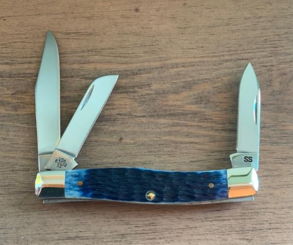 CASE Medium Stockman Navy Blue Jigged Bone