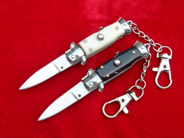 New 3-3/4" Italian wasp body Stiletto keychain knife set Ivory &Horn II