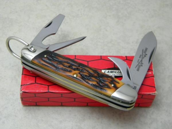 Camillus New York USA Sword Brand Imitation Stag #97 Camp Scout Utility Knife NIB