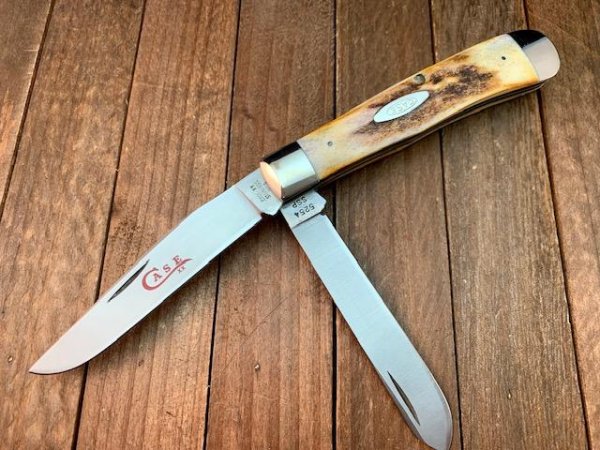 Case Trapper #5254 Stag Red Blade Etch 1978 Set 2