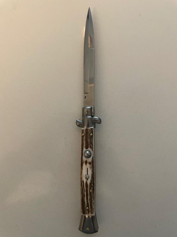 Frank B Stag Horn 11 Inch Swivel Bolster Switchblade