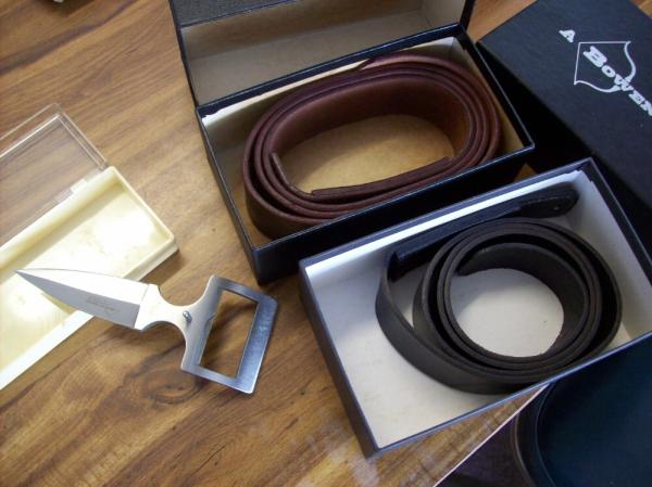 Bowen Knife U.S.A. Belt Buckle Push Dagger UNUSED W/2 Belts 40 & 44