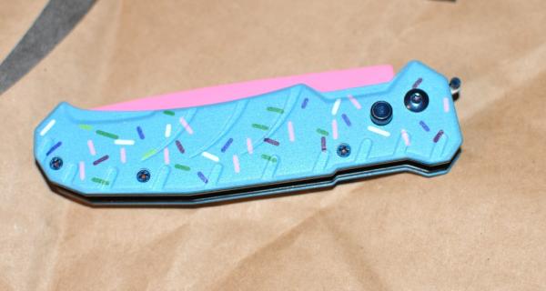 Switchblade 4 1/2" Closed Mint New Blue With Sprinkles Pocket Clip ...