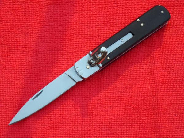 New 7-3/4" Boker style Leverlock automatic switchblade Ebonywood handles