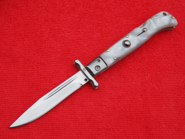 9" Italian Roma style Swinguard Switchblade knife Pearl handles