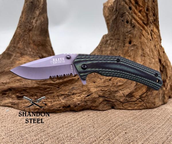 Elite Tactical ET-A10122-SO Spring Assisted Knife Drop Point Partially ...