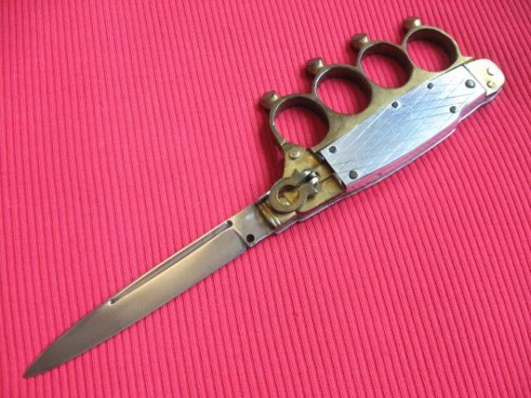 Unique German Leverlock Brass Knuckle Switchblade Knife