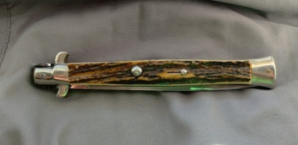 Excellent Vintage 13" Transitional Switchblade, Knarly Stag, 5mm ...