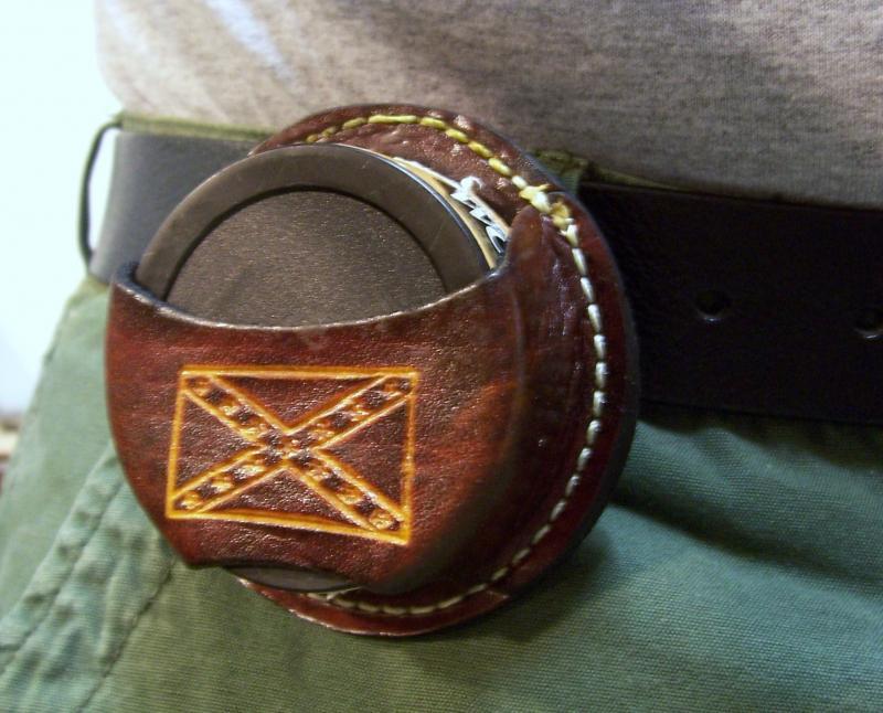 Custom Leather Snuff / Dip Can Belt Pouch Holster - Hand Tooled