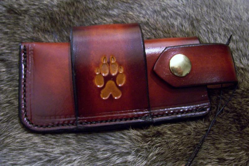 Handmade Leather Pocket Knife Case Large Sidewinder