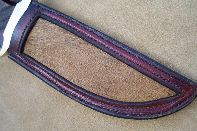 Handmade Leather Knife Sheath - Hair on Cow Hide Inlay (can be made to fit)
