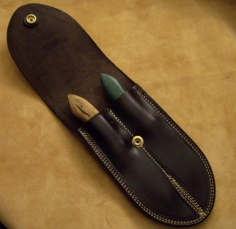 Custom Leather Double Knife Sheath For Two 5" Fixed Blade Knives
