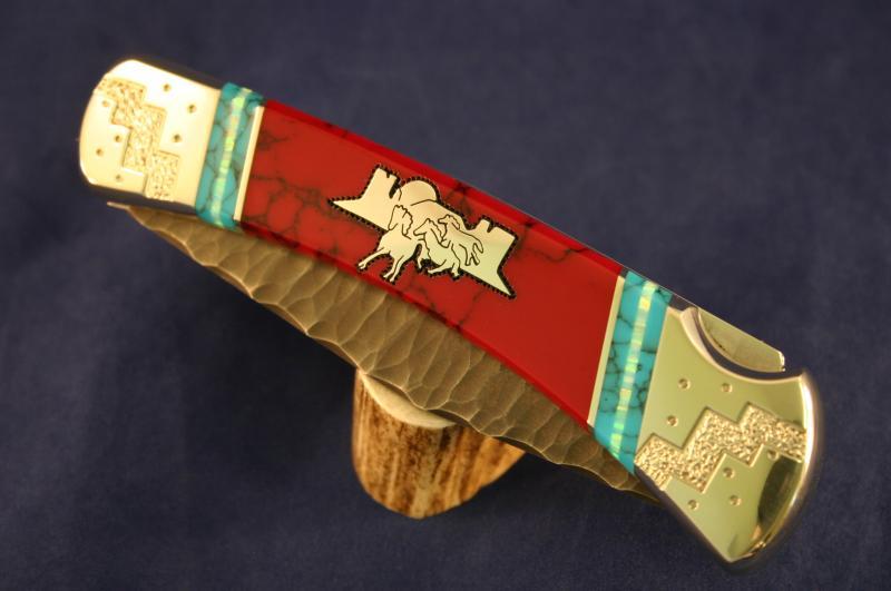 DAVID YELLOWHORSE "THREE PONIES" CHIP FLINT WITH CASE