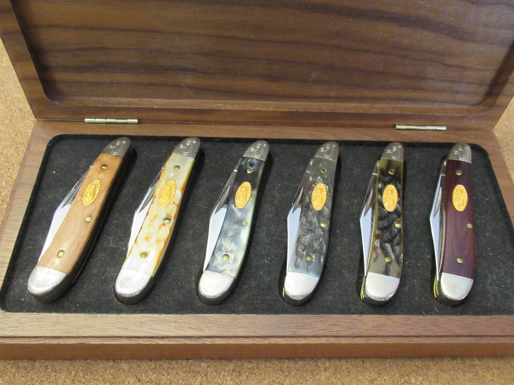 1992 Case Xx Peanut Collection 6 Knife Set In Walnut Display