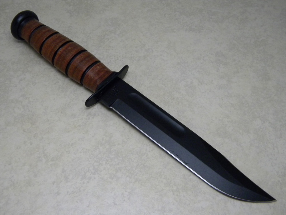 Ka-Bar Olean, NY Stacked Leather #1220 US ARMY Fixed Blade Fighting ...