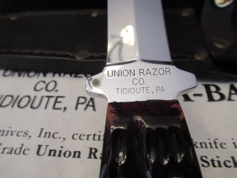 KA-Bar Union Razor Co. Worm Grooved Jigged Bone Pig -Sticker