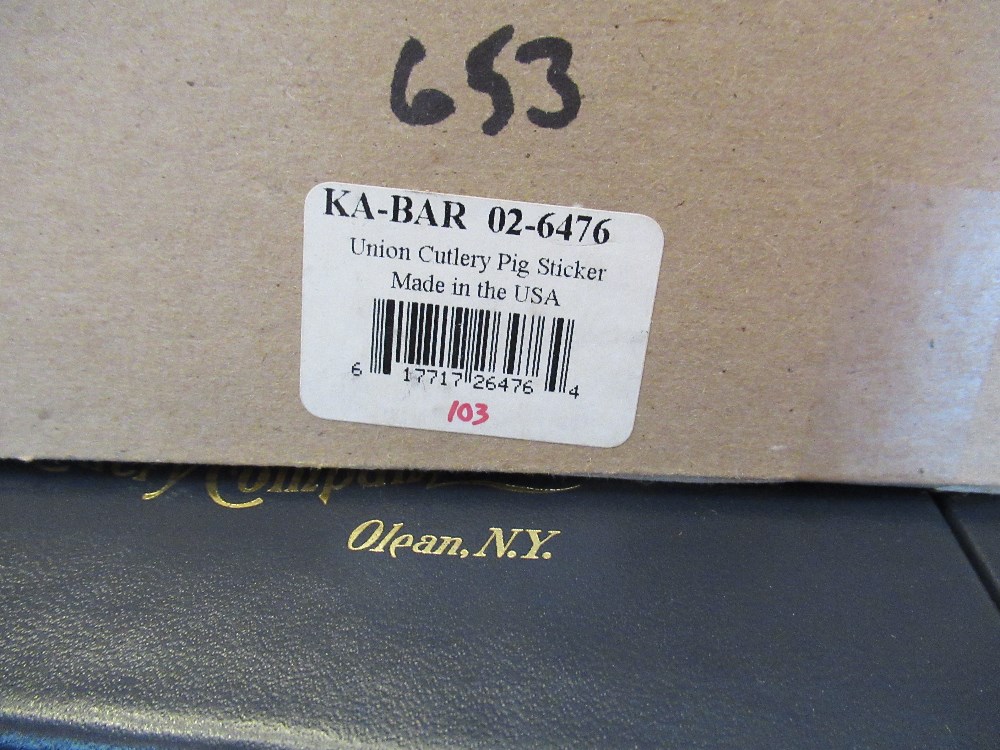 KA-Bar Union Razor Co. Worm Grooved Jigged Bone Pig -Sticker