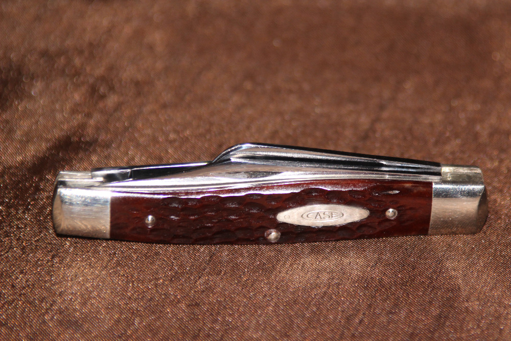 Vintage 1972 Case XX 6375 Stockman red bone knife (#141)