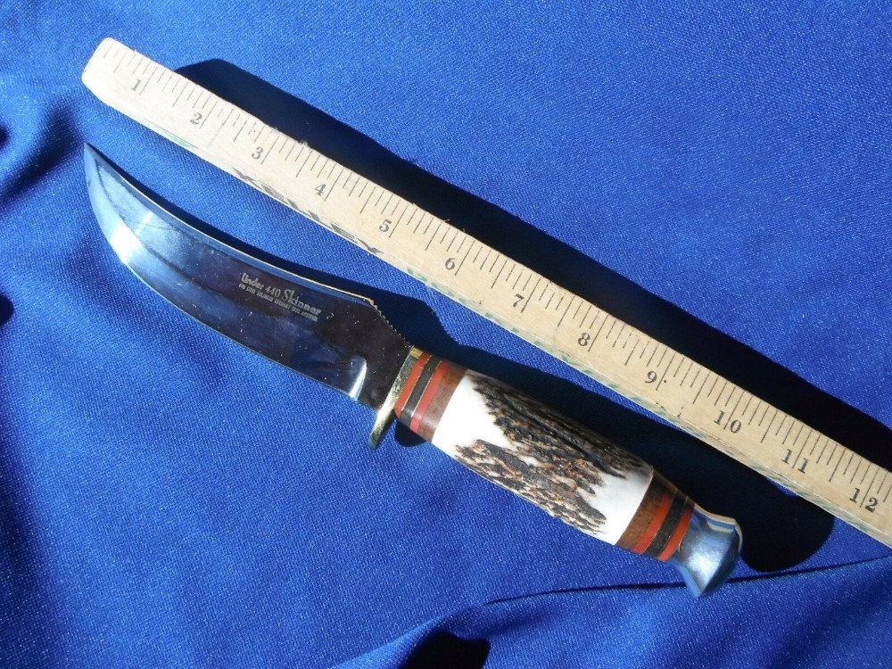 ORIGINAL GERMAN LINDER BOWIE KNIFE WITH STAG HANDLE 440A STAINLESS ...