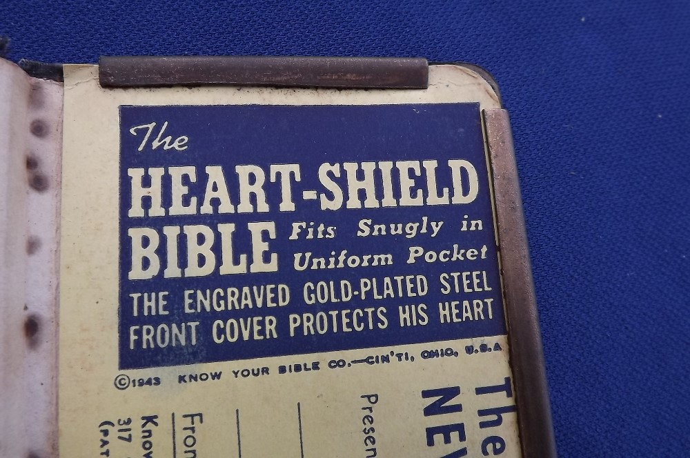 RARE US Army, USMC, Marine, NAVY, WWII HEART SHIELD POCKET BIBLE ...